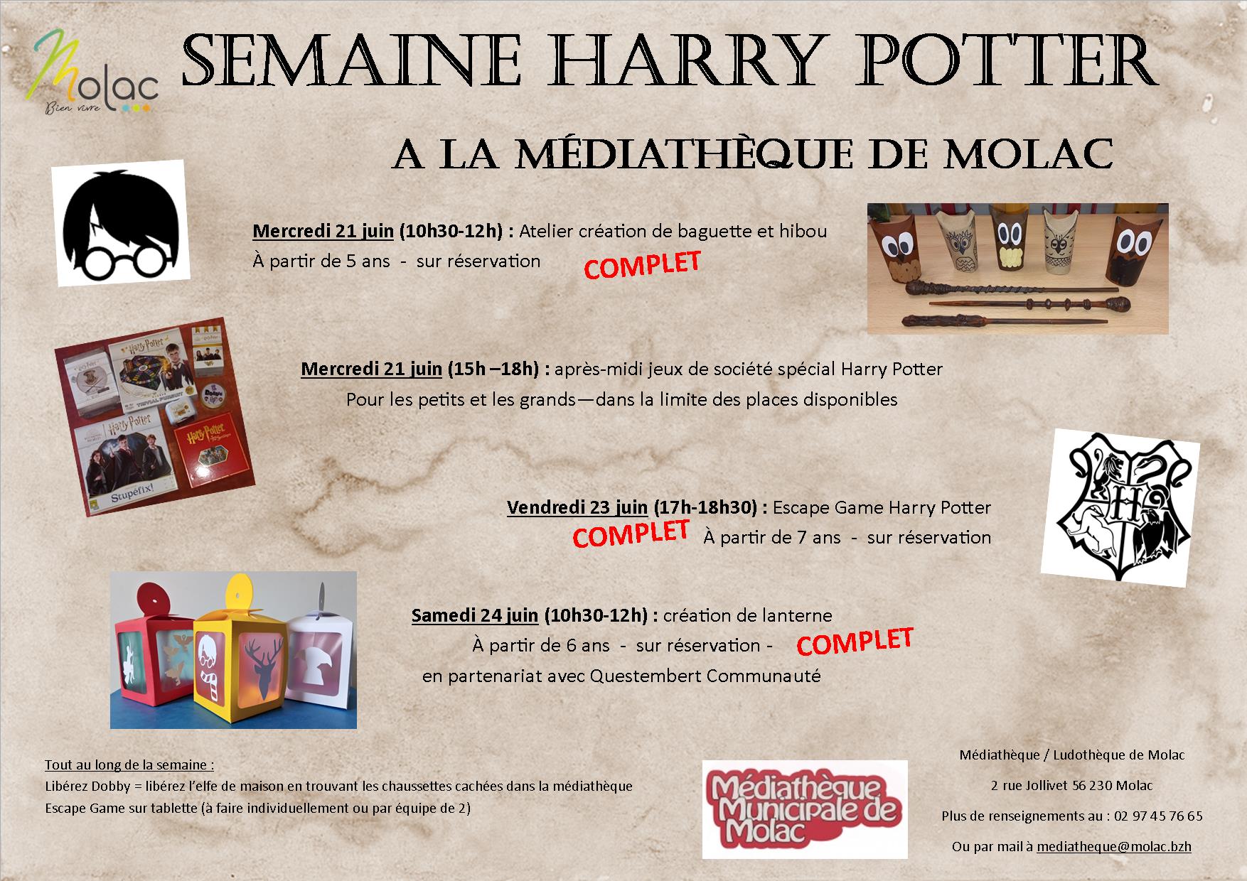 Semaine Harry Potter à la médiathèque - Molac